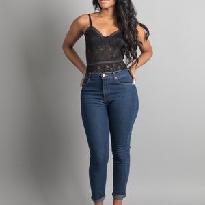 Tops | Sasha Lace Structured Bodysuit In Black | Poshmark